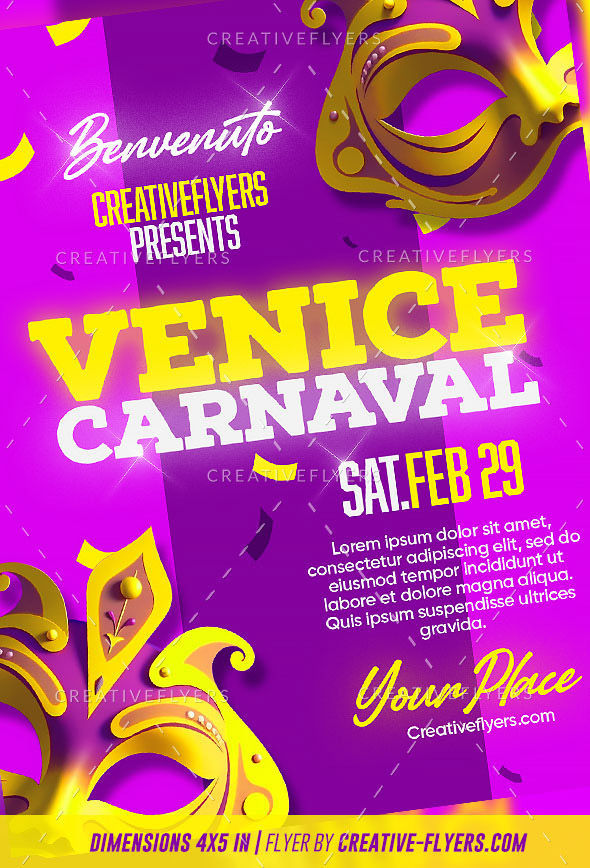 Vibrant Venice Carnival Flyer for Masquerade Event - Creativeflyers
