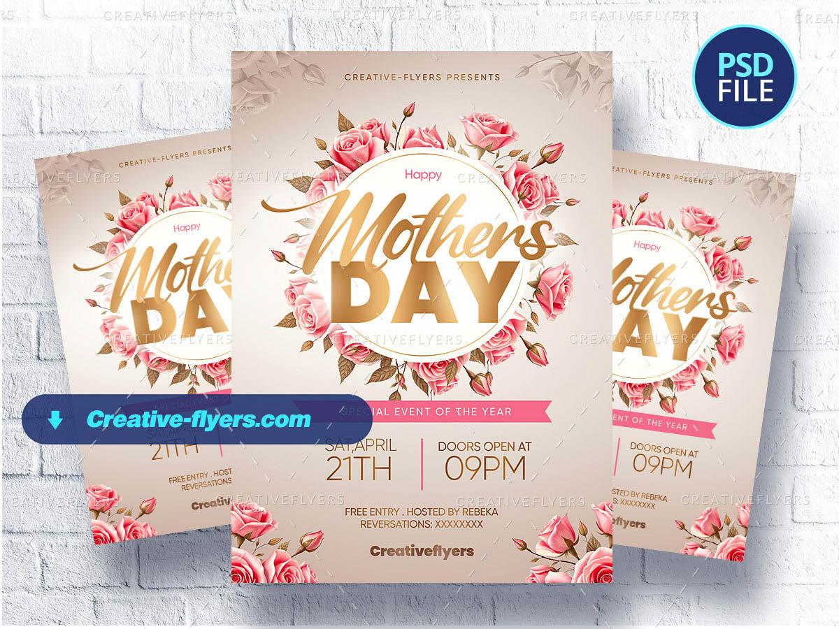 Floral Themed Mother's Day Flyer Template - Creative Flyers