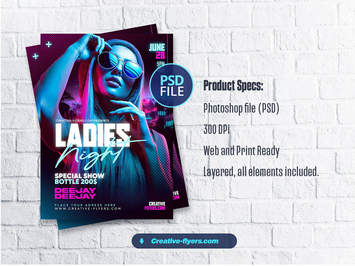 Neon nightlife Flyer with a Futuristic Cyber Vibe - Creative Flyers