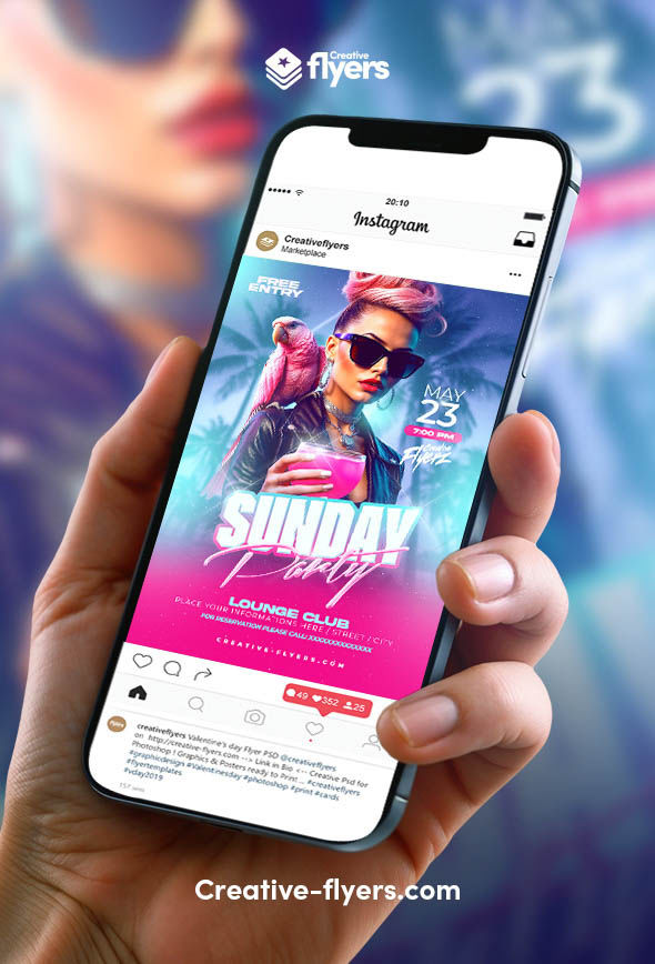 Glamorous Party Flyer with a vibrant Miami Vibes - Creative Flyers