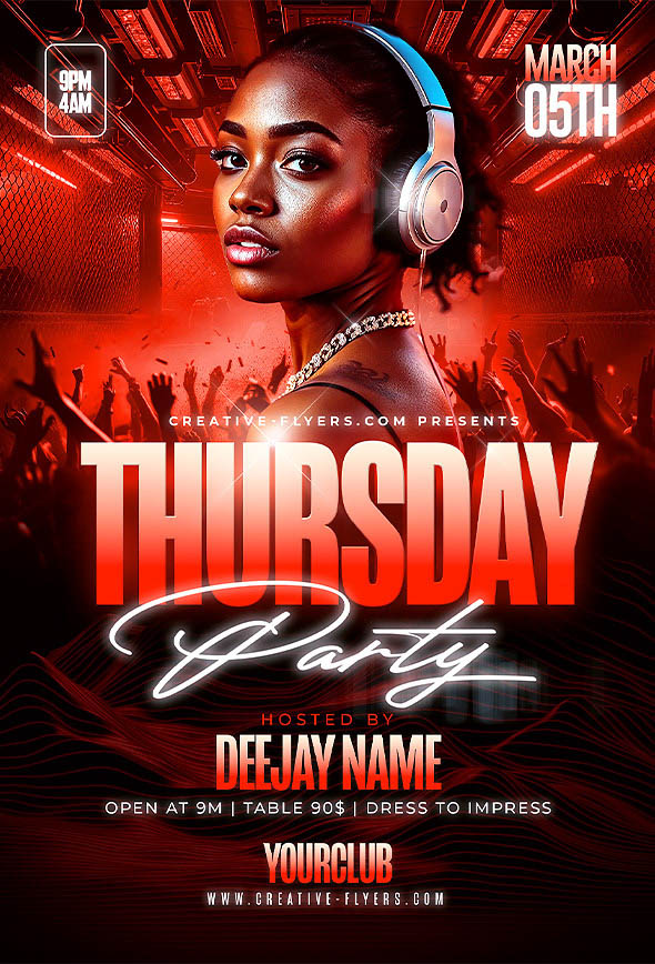 Thursday night event flyer with striking typography - Creative Flyers