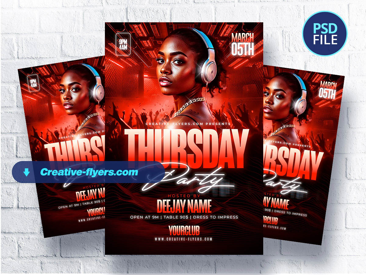 Thursday night event flyer with striking typography - Creative Flyers