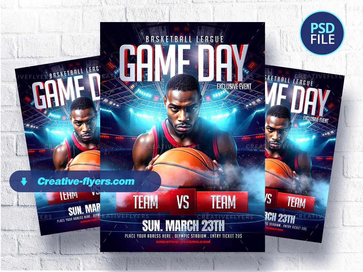 Powerful Basketball Game Day Flyer Design - Creative Flyers