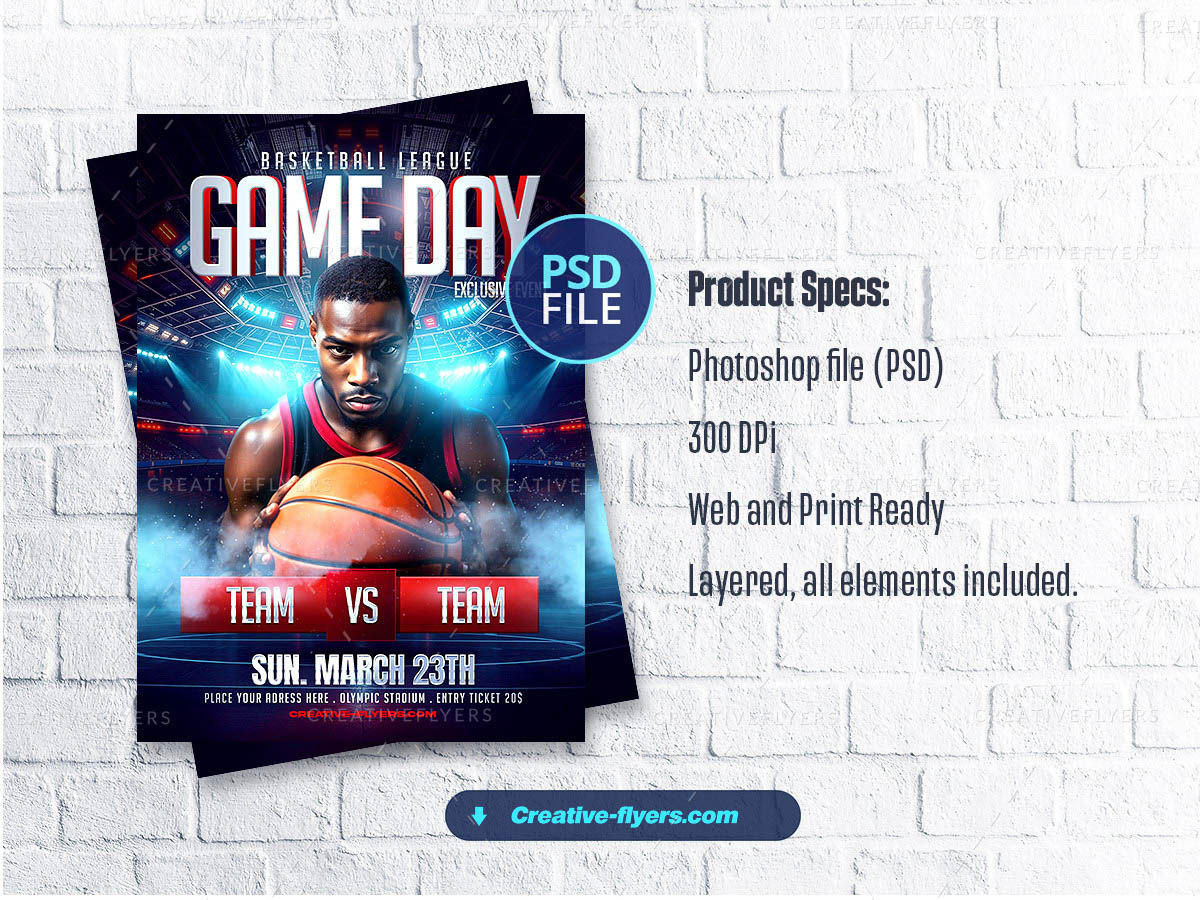 Powerful Basketball Game Day Flyer Design - Creative Flyers