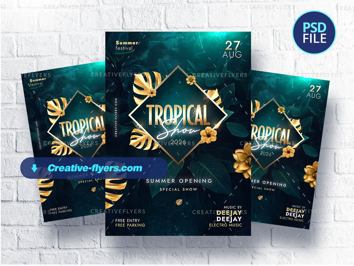 Elegant Tropical Event Flyer Design to download - Creative Flyers