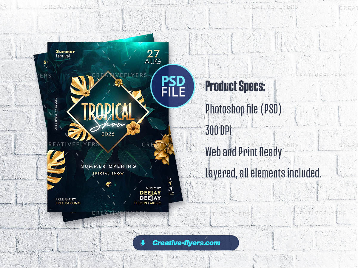 Elegant Tropical Event Flyer Design to download - Creative Flyers