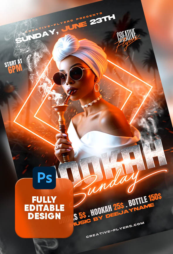 Hookah Lounge Night Flyer With Luxury Theme - Creative Flyers