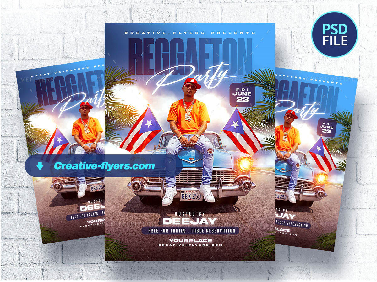 Reggaeton Vibe Flyer Design with Island Vibes - Creative Flyers