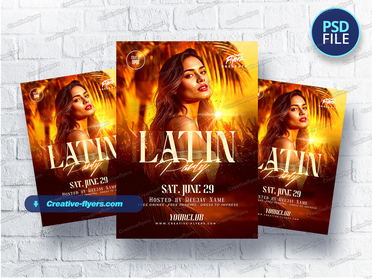 Photoshop Latin Vibe Event Poster Template - Creative Flyers