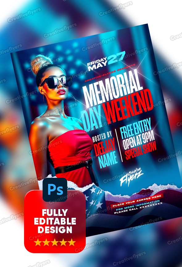 Memorial Day Weekend Celebration Template - Creative Flyers