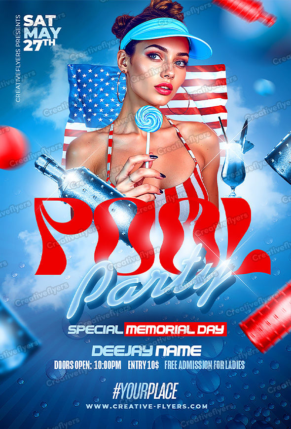 Memorial Day Pool Party Flyer Design Breakdown - Creative Flyers