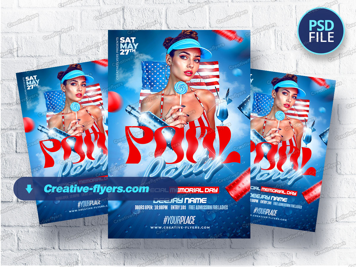 Memorial Day Pool Party Flyer Design Breakdown - Creative Flyers