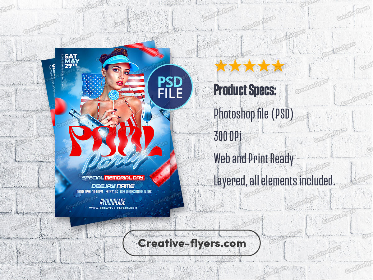Memorial Day Pool Party Flyer Design Breakdown - Creative Flyers