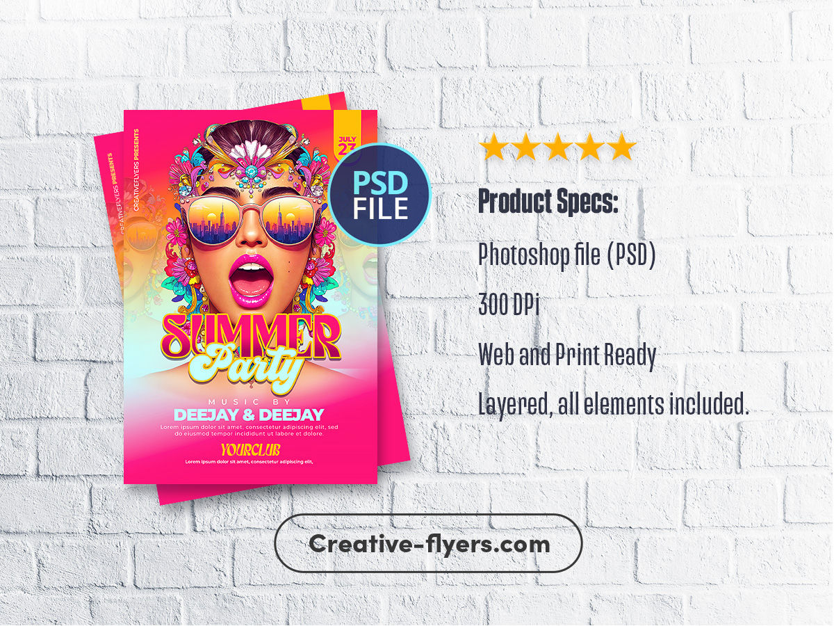 Surreal Summer Vibe Flyer Created for Photoshop - Creative Flyers