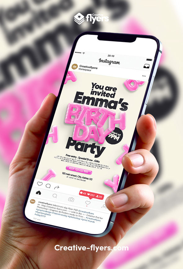 Sweet Pink Birthday Invite Template to Download - Creative Flyers