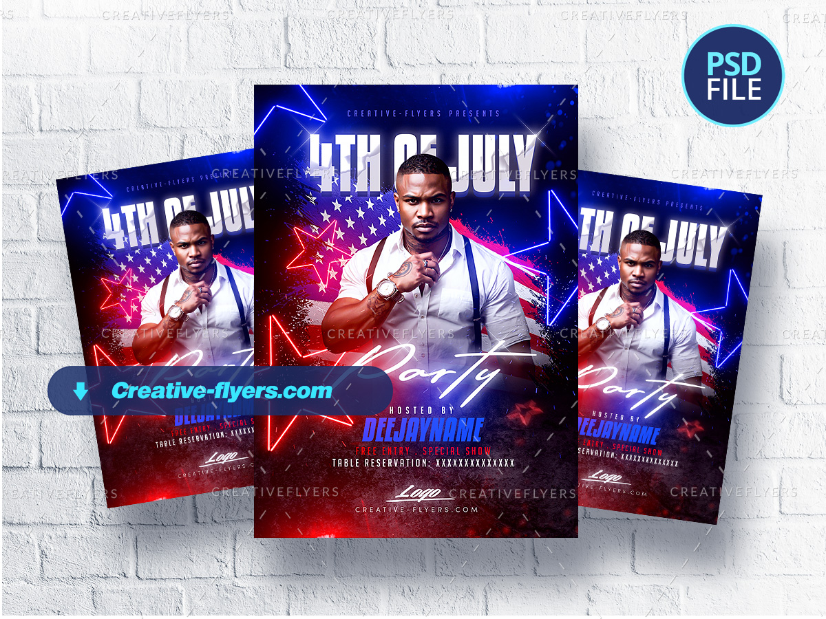 Patriotic Nightclub July Fourth Design to Edit - Creative Flyers