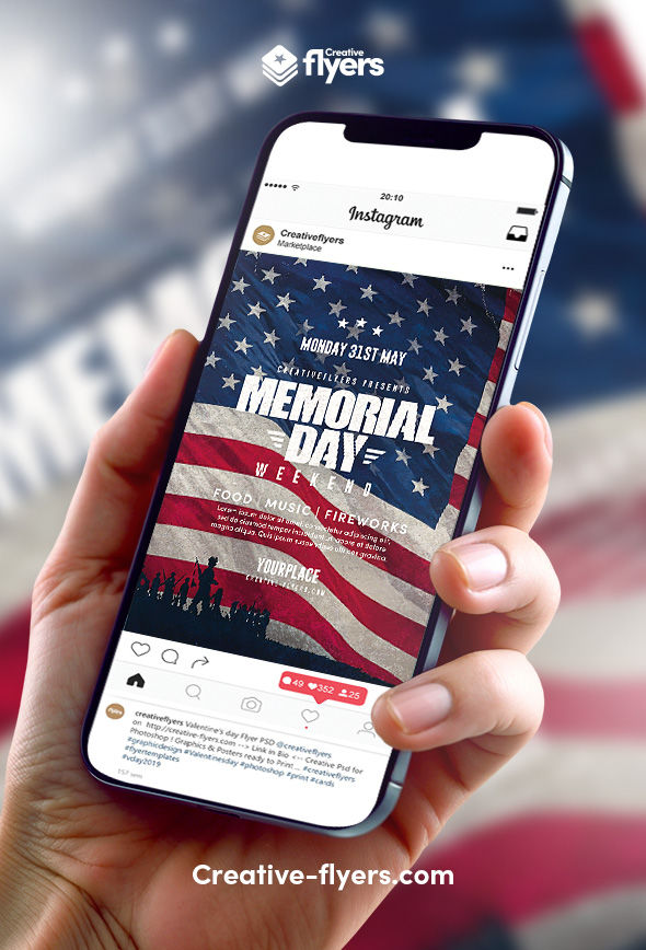 Memorial Tribute in Bold, Patriotic Layout - Creative Flyers