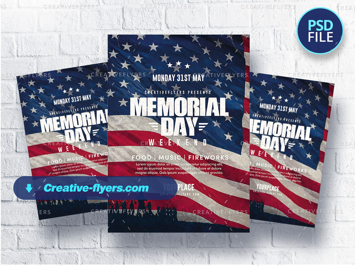 Memorial Tribute in Bold, Patriotic Layout - Creative Flyers