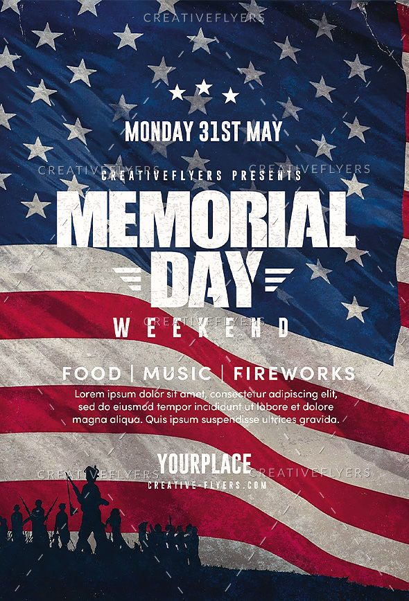 Memorial Tribute in Bold, Patriotic Layout - Creative Flyers