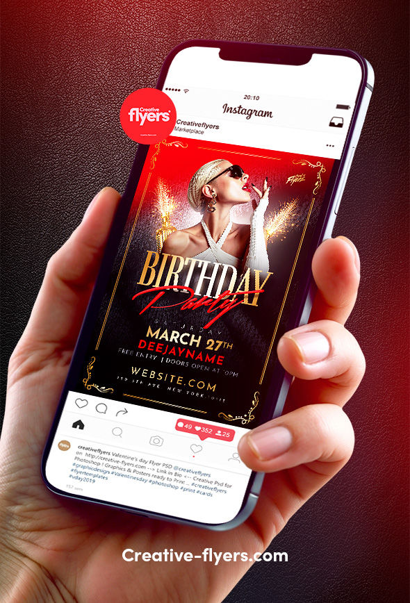 Glam Birthday flyer for upscale nightlife Parties - Creative Flyers