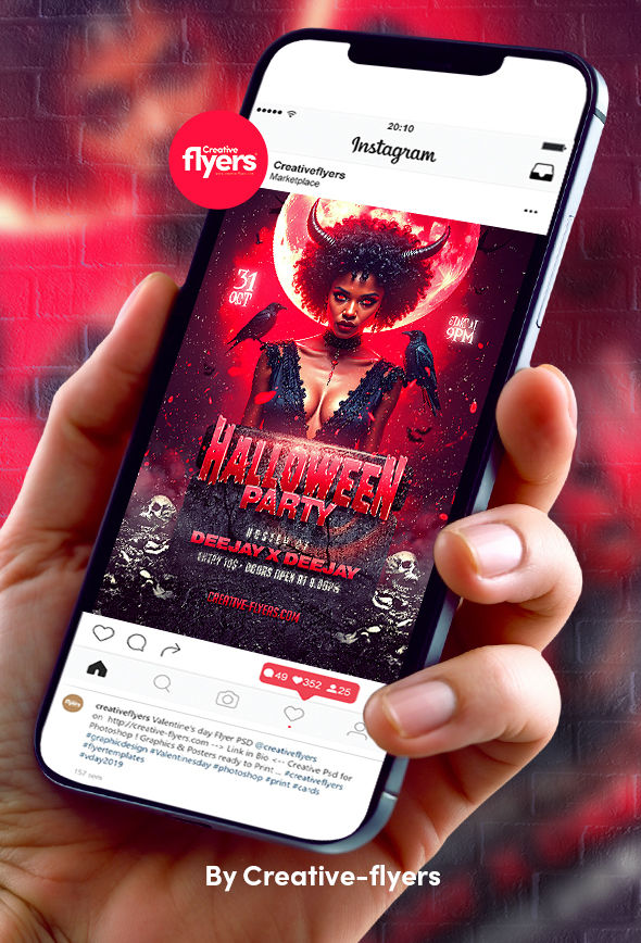 Dark Demoness Halloween Party Digital Flyer - Creative Flyers