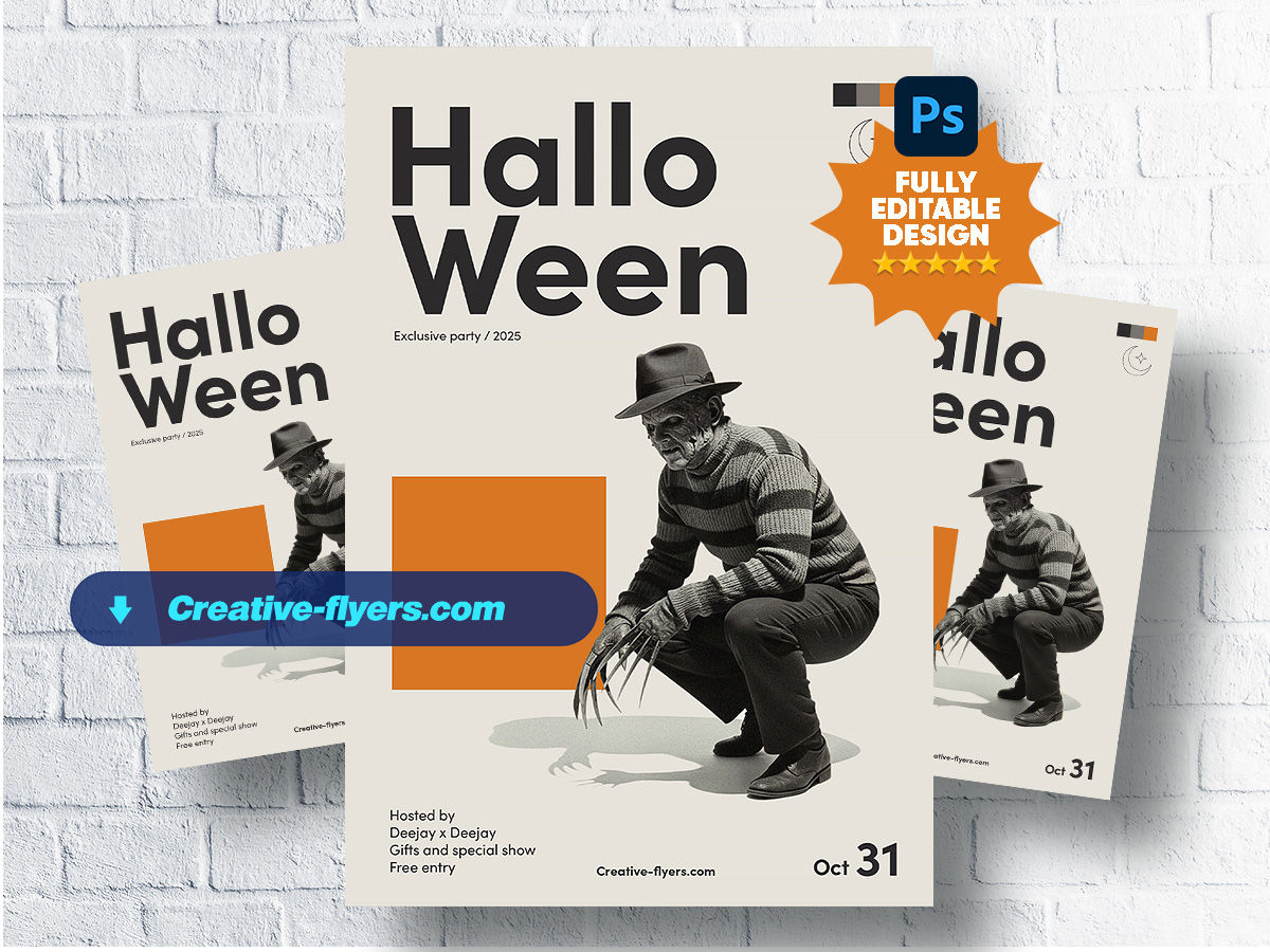 Minimalist Fright Night Poster design to Download- Creative Flyers